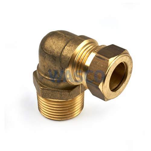 Comfort Line messing knel haakse koppeling (haaks puntstuk) 3/4" x 15 mm buitendraad x knel - Wasco