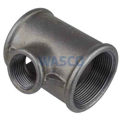 Nefit Industrial Malleable staal zwarte t-stuk 2" x 1" x 2" 3x binnendraad - Wasco