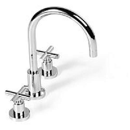 Dornbracht 3-gats wastafelmengkraan met afvoergarnituur Tara. Mat zwart ...