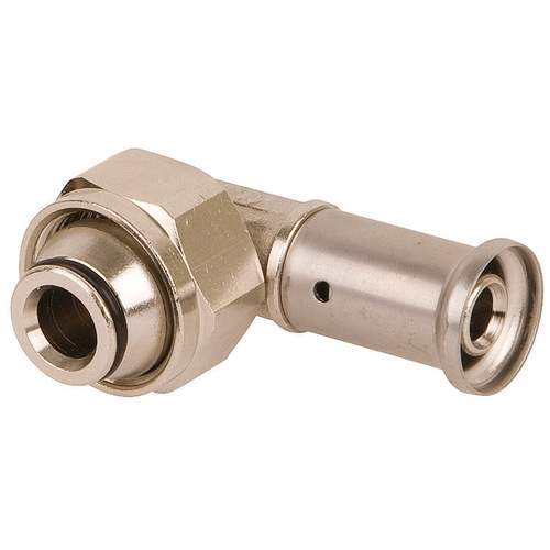 Henco knie 90°, 16x3/4", pers x euroconus, haaks, messing - Wasco