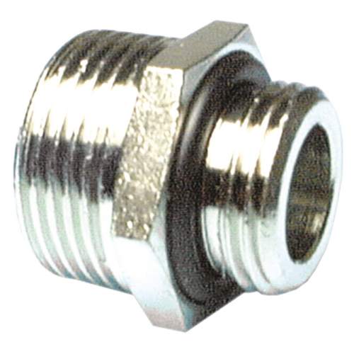 Henco dubbele nippel 1/2"x3/4", buitendraad x euroconus, messing vernikkeld, met O-ring - Wasco
