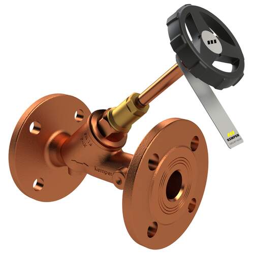 Kemper stopkraan brons zonder aftapper met flens DN32 - Wasco