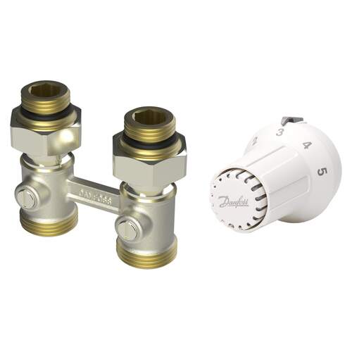Danfoss set thermostaatknop RAS-CK M30x1,5 + H-blok RLV-KB, recht, 1/2" - Wasco