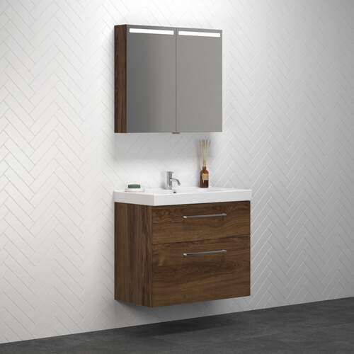 Dansani Luna 81 cm Menuet set met Global spiegelkast bruin Eiken - Wasco