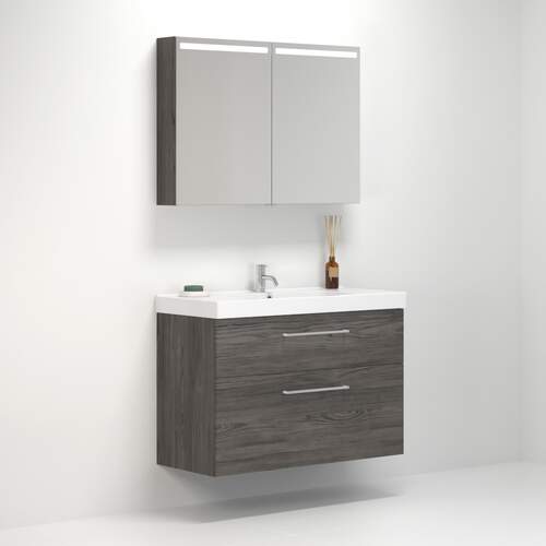 Dansani Luna 101 cm Menuet set met Global spiegelkast Asgrijs - Wasco