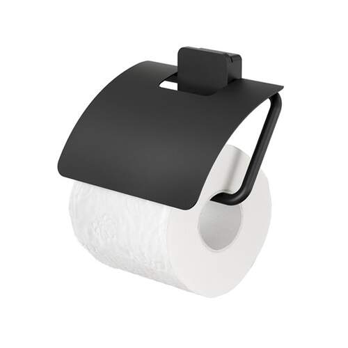 Geesa Topaz Toiletrolhouder me t klep zwart - Wasco