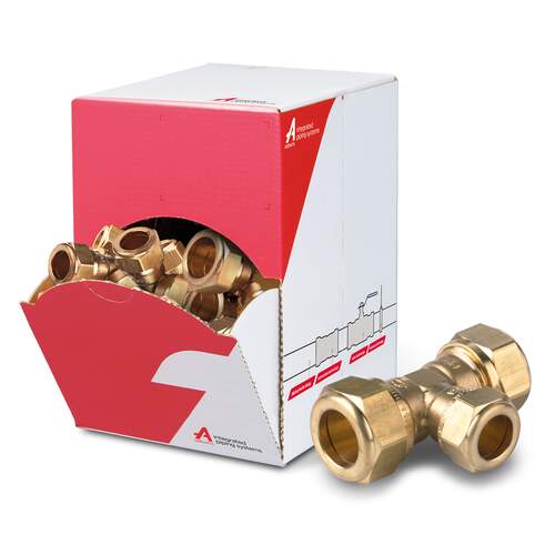 VSH t-stuk 22 x 22 x 22 mm 3x knel (doos met 20 stuks - prijs p/stuk), messing - Wasco